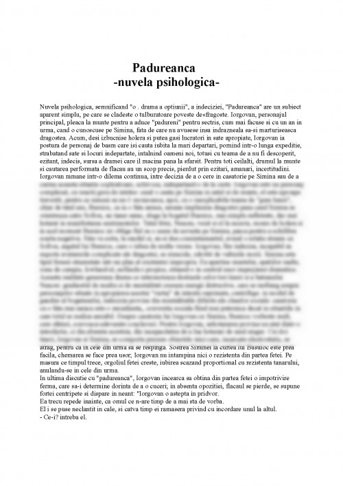 Referat: Pădureanca de Ioan Slavici (#327941)