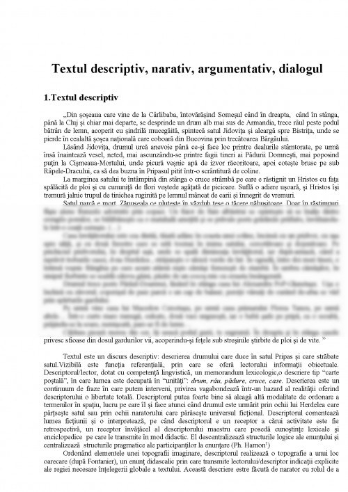 Referat: Textul descriptiv, narativ, argumentativ, dialogul (#328145)