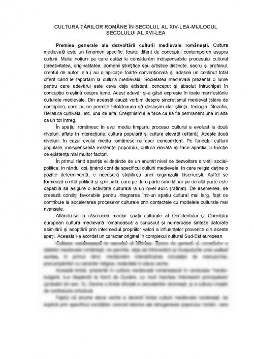 Referat: Cultura Țărilor Romanești în secolele 14 16 (#328676)