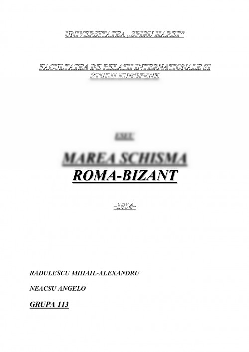 Referat: Marea Schismă (#328747)