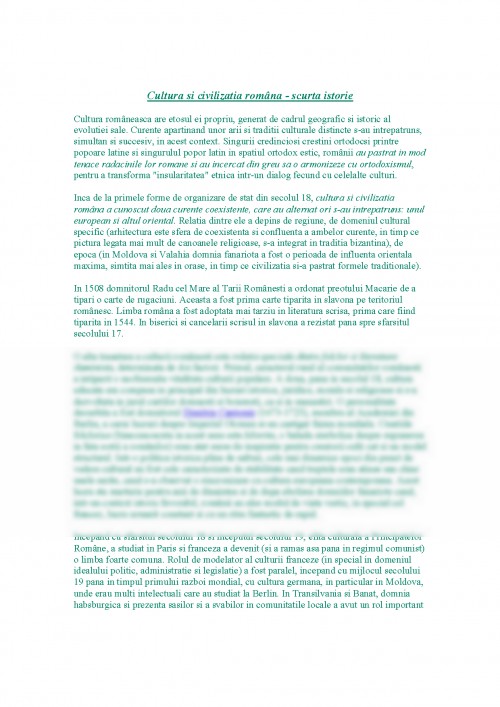 Referat: Cultura și Civilizatia Româna (#329113)