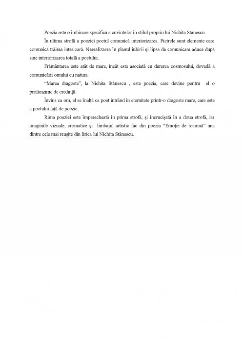 Referat: Emoție De Toamnă De Nichita Stănescu (#329149)