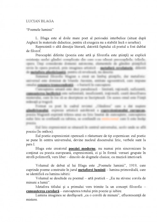 Referat: Lucian Blaga Poemele Luminii (#329237)