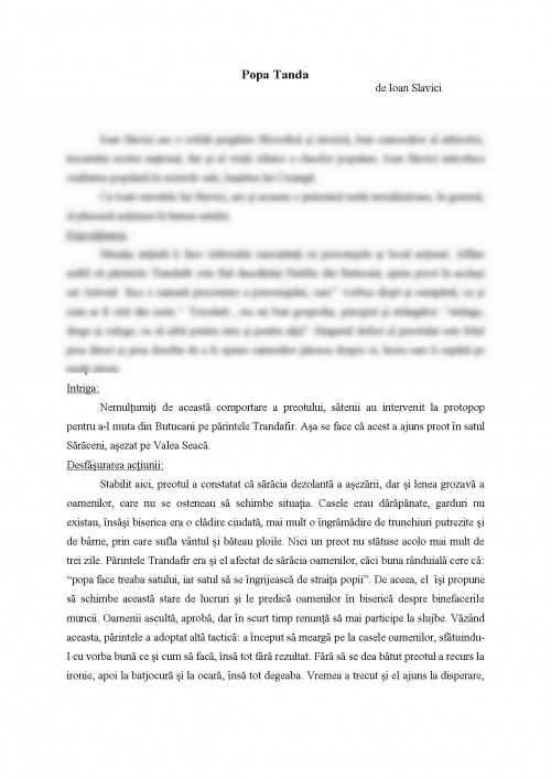 Referat: Popa Tanda de Ioan Slavici povestirea (#329297)