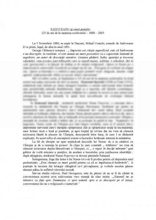 Referat: Sadoveanu și omul primitiv (#329312)