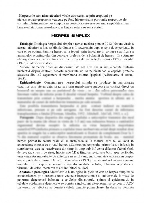 Referat: Herpesurile sunt niște afecțiuni virale caracteristice prin ...