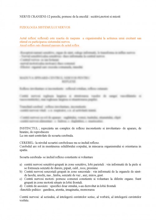 Referat: Sistemul Nervos Recapitulare (#329539)