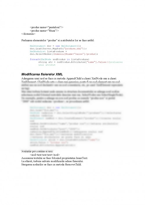 Referat: Modificarea fișierelor XML C Net (#329908)