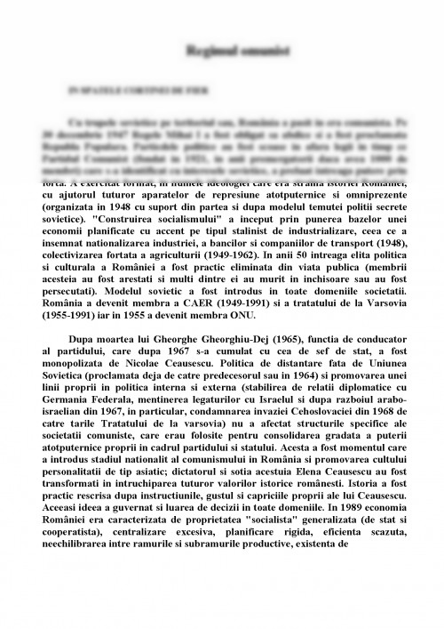 Referat: Regimul Comunist Din România (#330282)