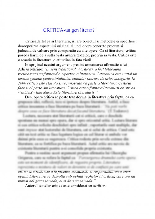 Referat: Critica ca gen literar (#330612)