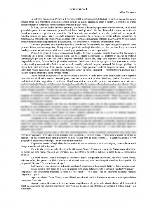 Referat: Scrisoarea I Mihai Eminescu (#330897)