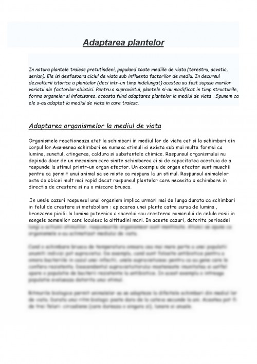 Referat: Adaptarea plantelor (#330962)