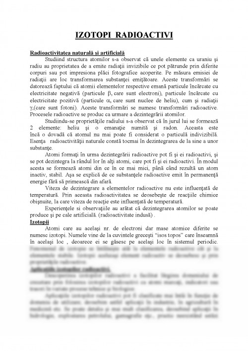 Referat: Izotopi radioactivi (#331378)