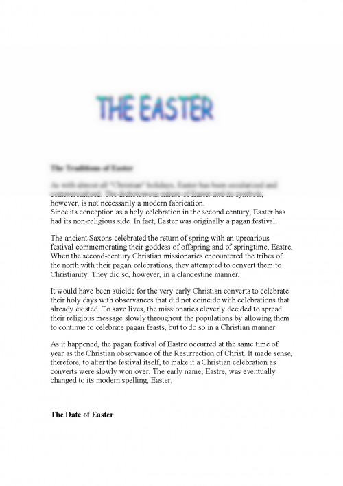 Referat: The tradition of Easter (#331954)
