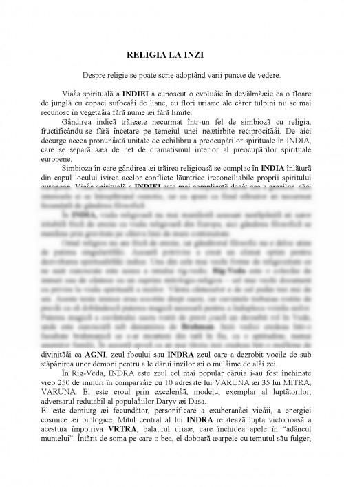 Referat: Religia la Inzi (#332050)