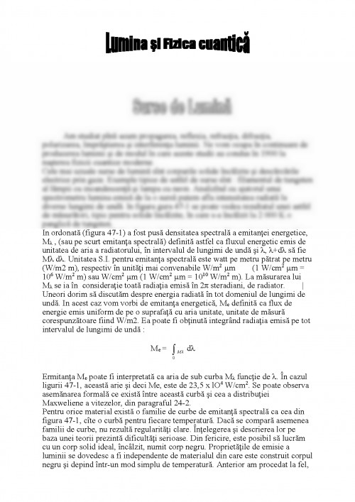Referat: Lumina și fizica cuantică (#332212)
