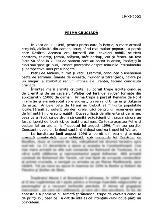 Referat: Prima cruciadă (#333319)