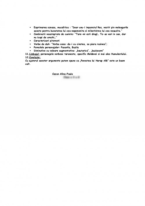 Referat: Harap Alb Basm Cult (#334209)