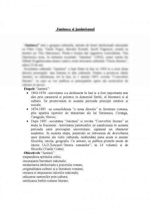 Referat: Junimea și junimismul (#334291)