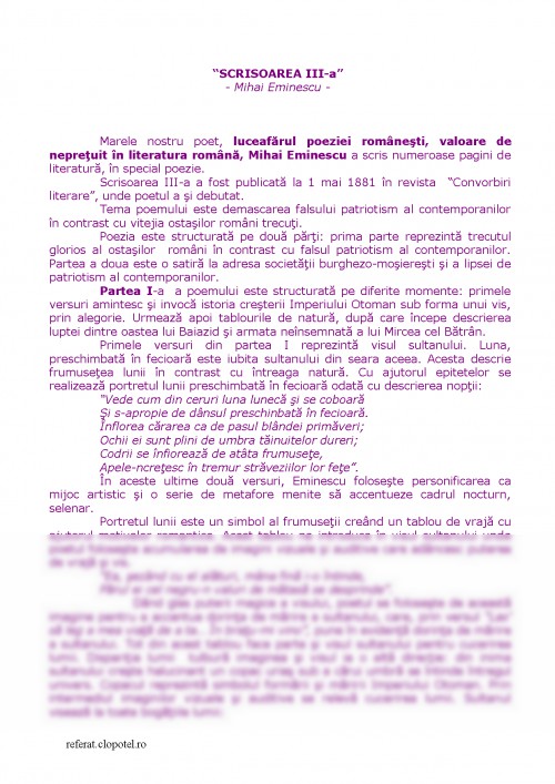 Referat: Mihai Eminescu Scrisoarea A III A (#334359)