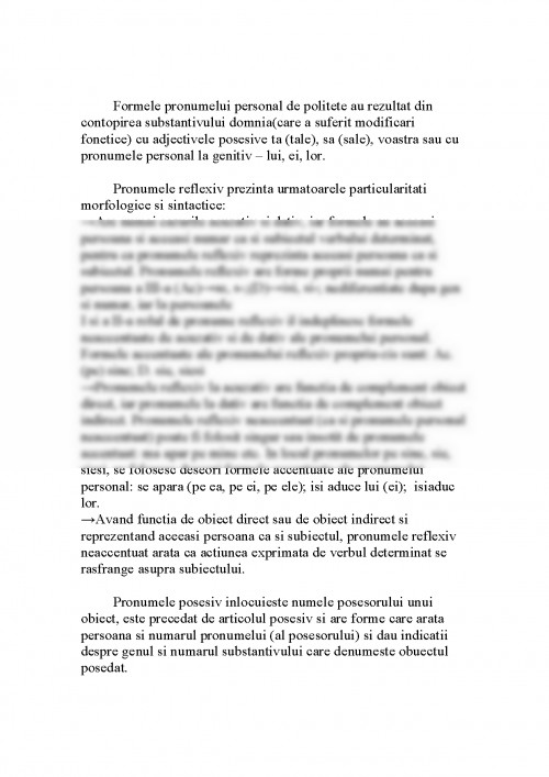 Referat: Pronumele Personal Pronumele Eflexiv Pronumele Posesiv (#334521)