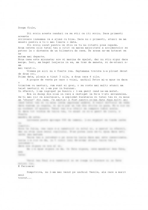 Referat: Scrisoare dragă fiule (#334562)