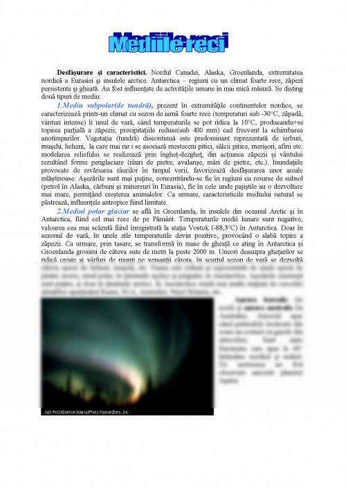 Referat: Mediile Reci Zonele Polare (#336690)