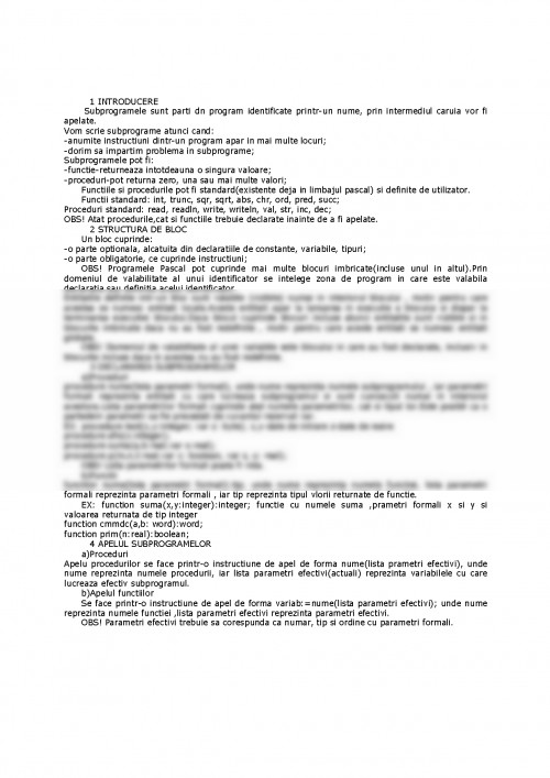 Referat: Subprograme Pascal (#336986)