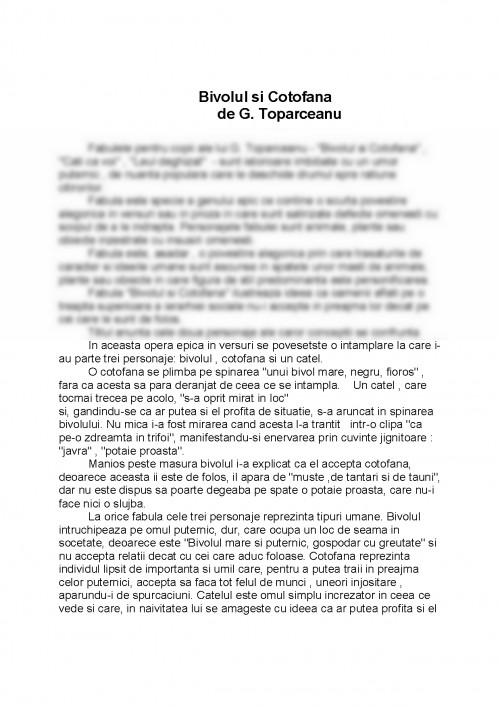 Referat: Bivolul și coțofana - fabulă (#337998)