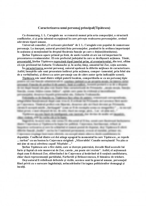 Referat: Caracterizarea Unui Personaj Principal Tipătescu (#338029)
