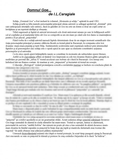 Referat: Domnul Goe Caracterizare (#338146)