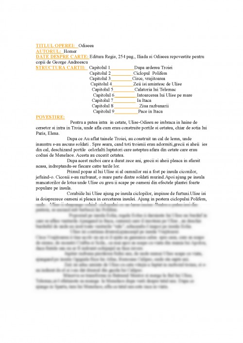 Referat: Odiseea De Homer (#338527)