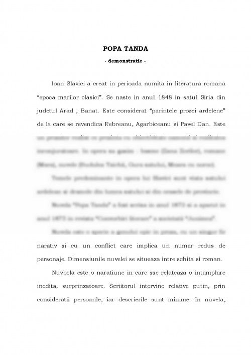 Referat: Popa Tanda demonstrația că este nuvelă (#338602)