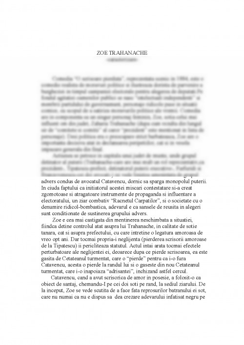 Referat: Zoe Trahanache Caracterizare (#338783)