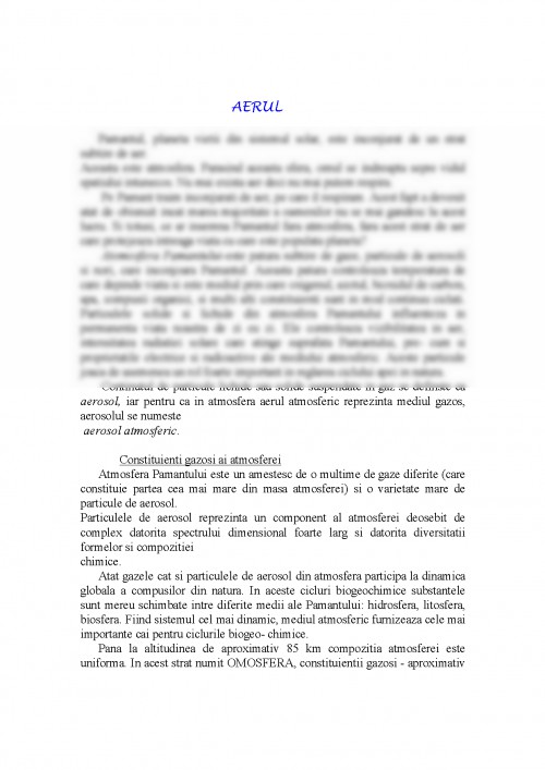 Referat: Aerul, constituienți gazoși ai atmosferei, surse de aerosol ...
