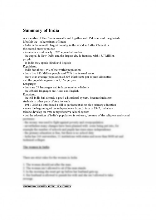 Referat: Summary Of India (#339936)