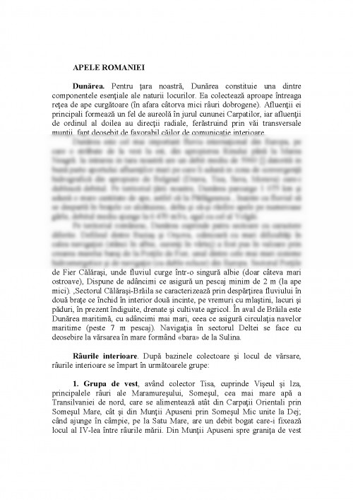 Referat: Apele României, Dunărea, Marea Neagră, râurile interioare ...
