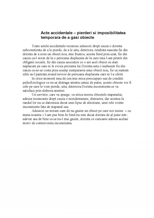 Referat: Acte accidentale pierderi și imposibilitatea temporară de a ...