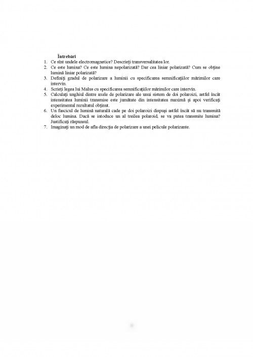 Laborator: Studiul luminii liniar polarizate - Verificarea legii lui ...
