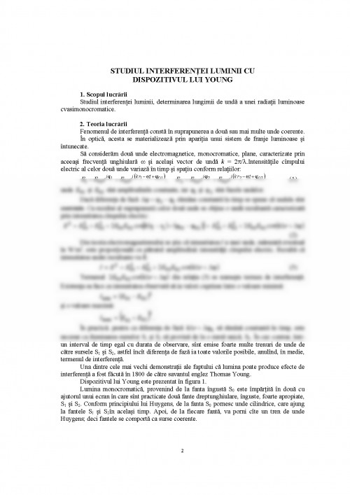 Laborator: Studiul interferenței luminii cu dispozitivul lui Young ...