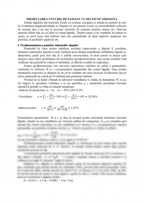 Proiect: Proiectarea unui dig de pământ cu secțiune omogenă (#346924)