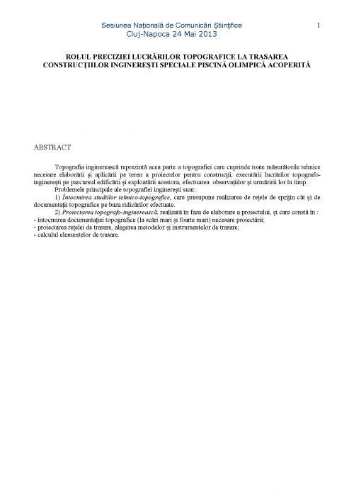 Referat: Rolul preciziei lucrărilor topografice la trasarea ...