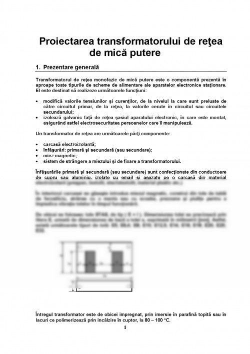 Laborator: Proiectarea Transformatorului de Rețea de Mică Putere (#347555)