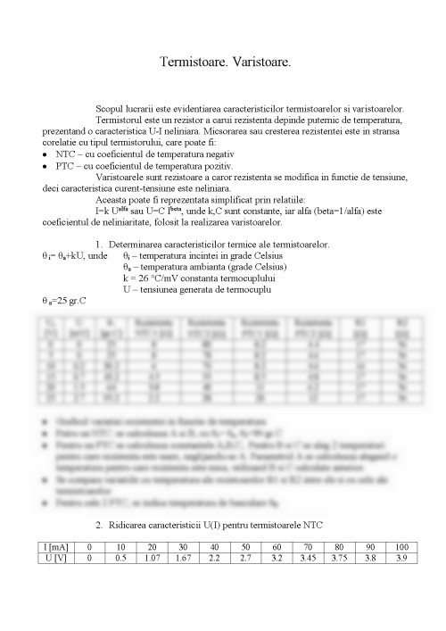 Laborator: Termistoare-Varistoare (#347564)
