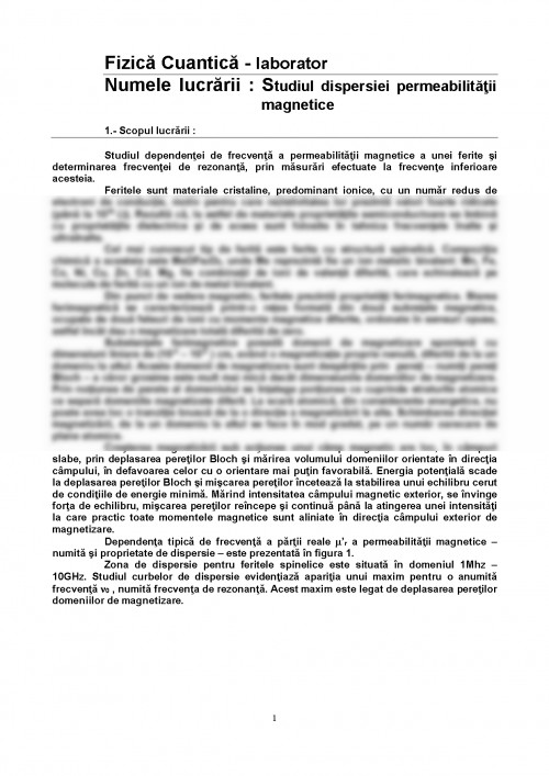 Laborator: Studiul Dispersiei Permeabilității Magnetice (#347745)