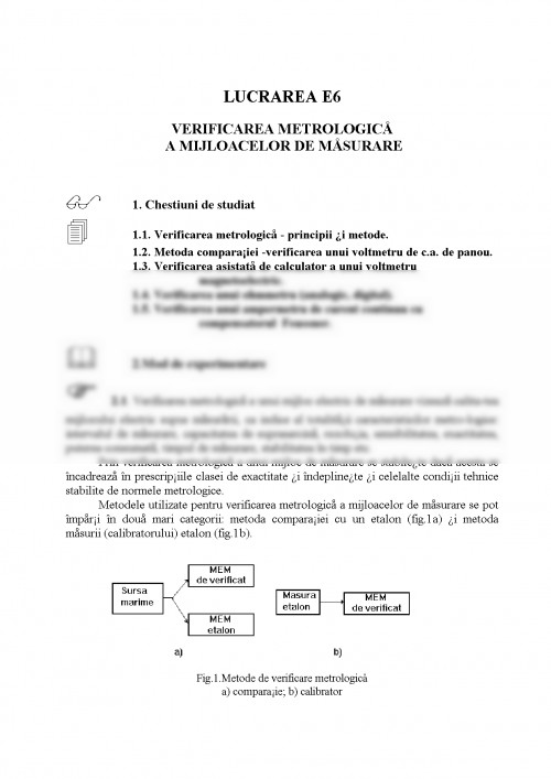 Laborator: Măsurări electrice - L6 - verificarea metrologică a mijloacelor de măsurare (#347950)