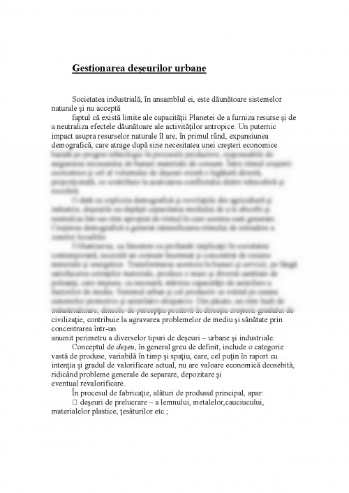 Referat: Gestionarea Deșeurilor Urbane (#348047)