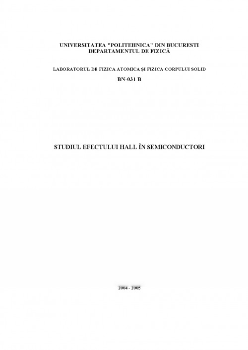 Laborator: Studiul Efectului Hall în Semiconductori (#348280)