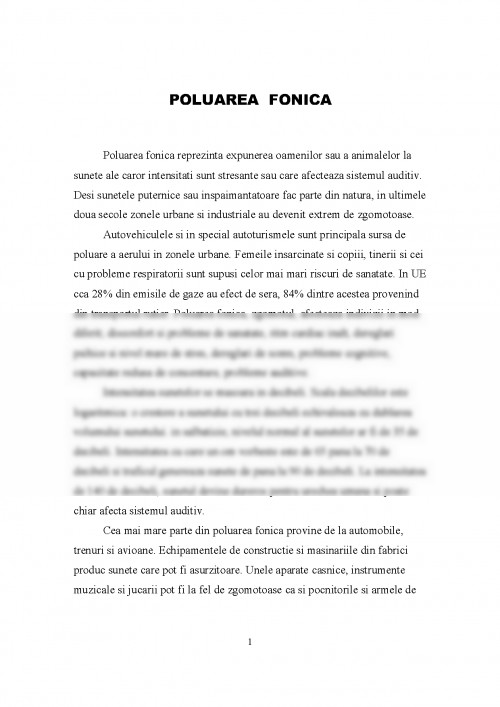 Referat: Poluarea fonică (#348488)