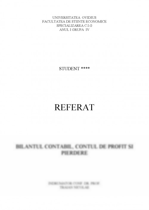 Referat: Bilanțul contabil, contul de profit și pierdere (#348736)